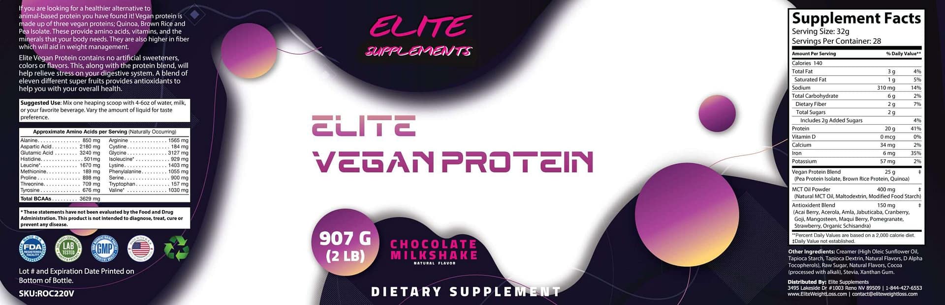 Elite Vegan Protein Chocolate - Elite Supplements